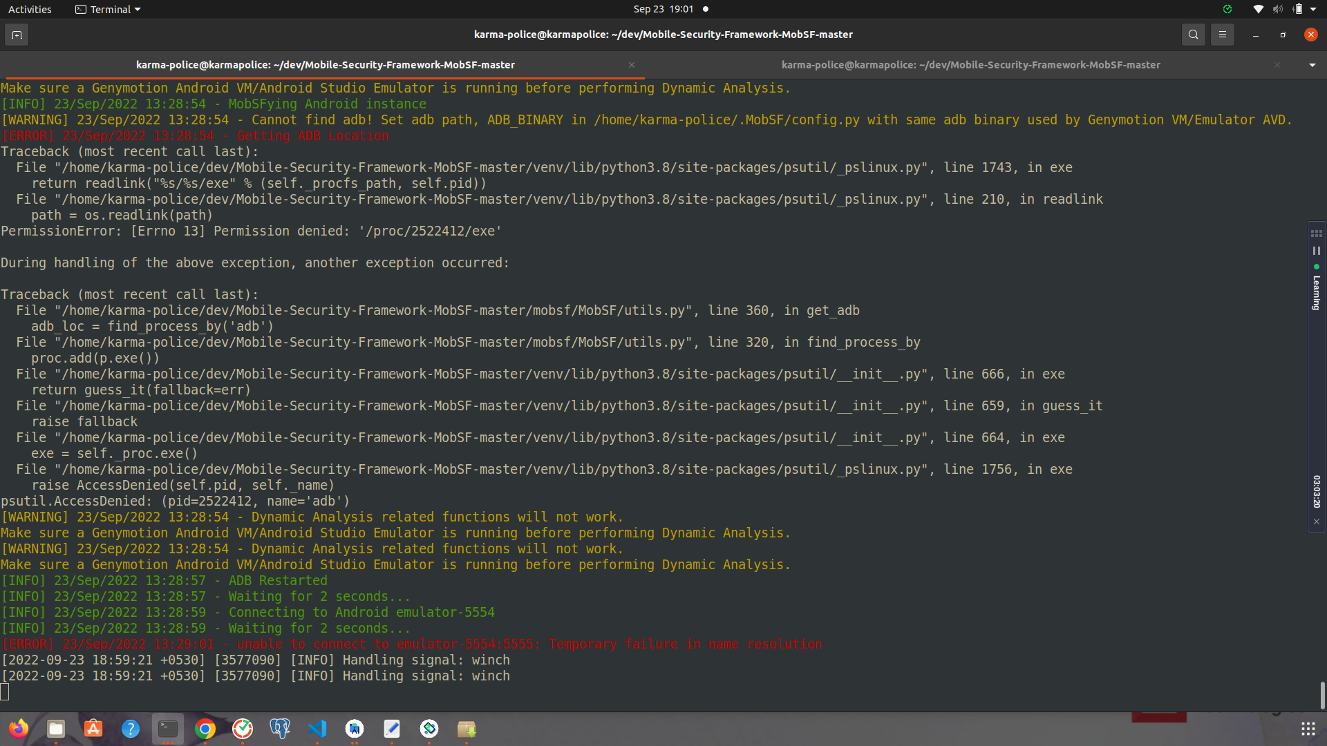 Dynamic Analysis Error · Issue 127 · Mobsfmobile Security Framework Mobsf · Github