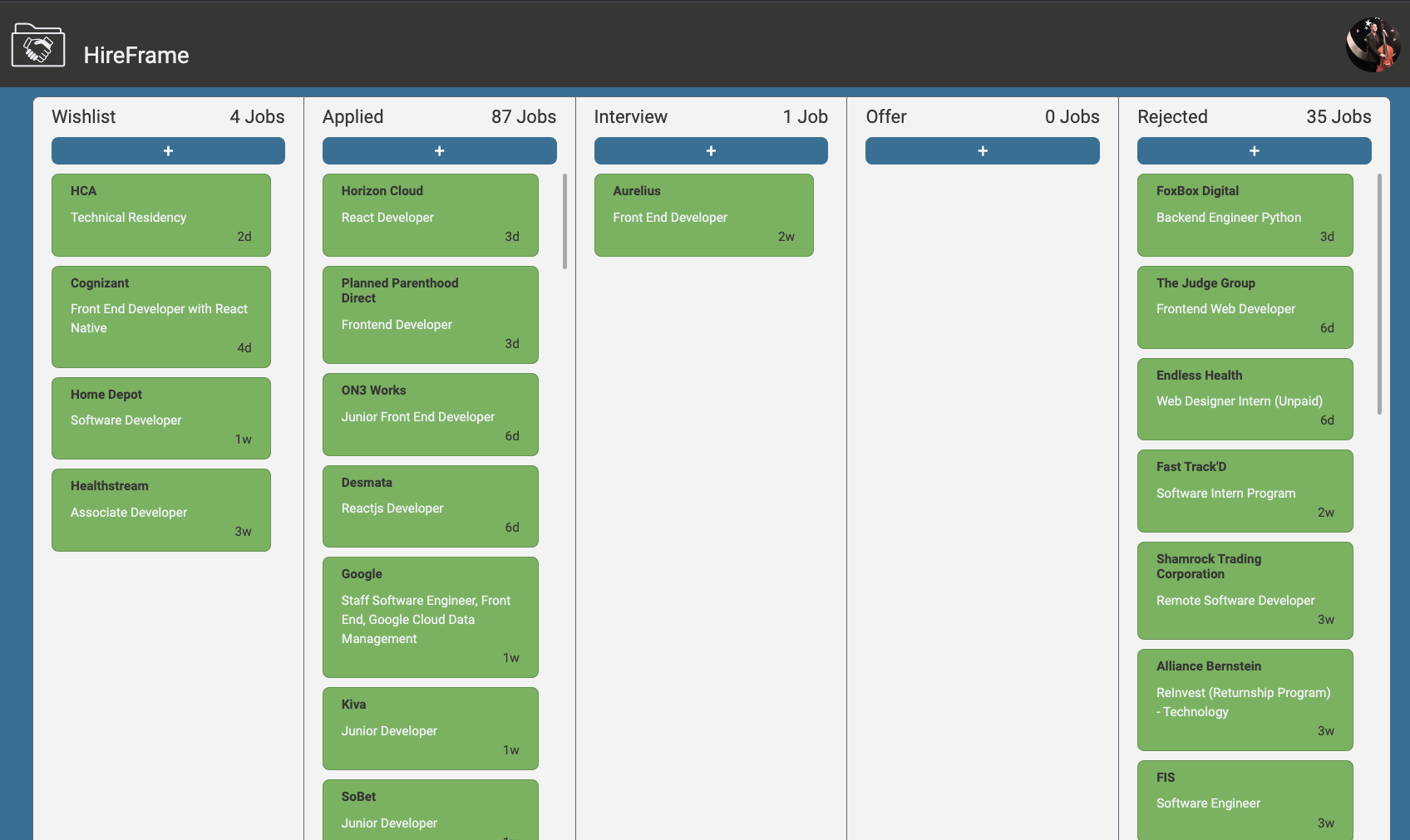 GitHub - ericlfrey/HireFrame: A Simple Job Hunting Board to help ...