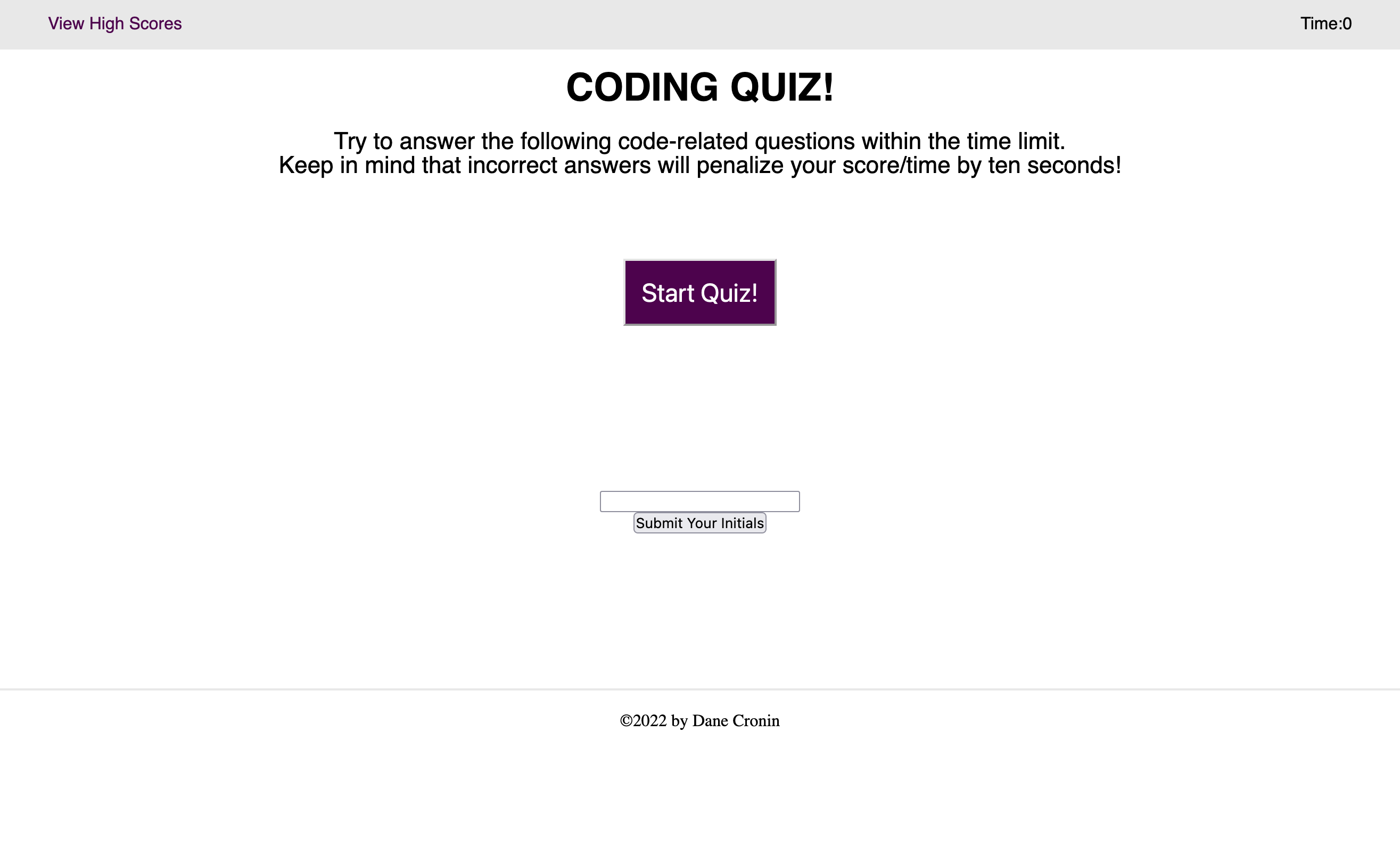 GitHub - DaneCronin/Coding-Quiz