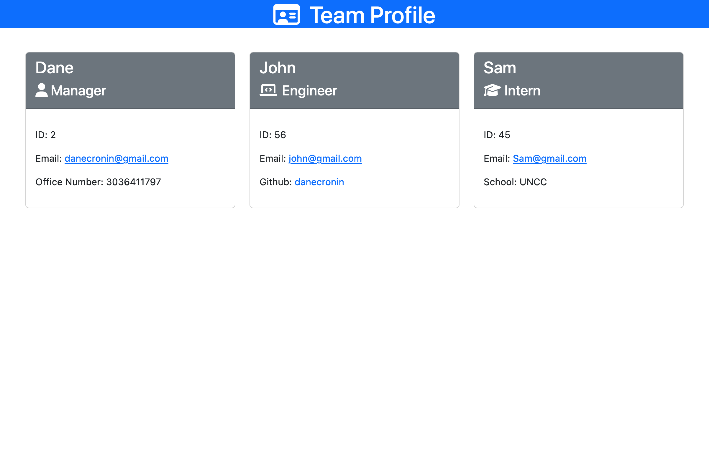 GitHub - DaneCronin/Team-Profile-Generator