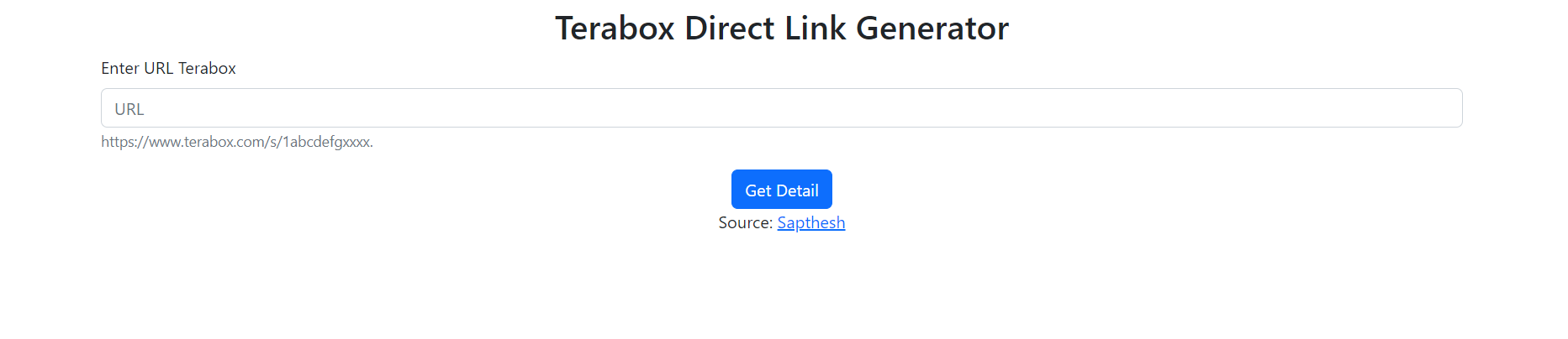 GitHub - sapthesh/terabox-directlink: Just add the link the input field and click submit. It ...