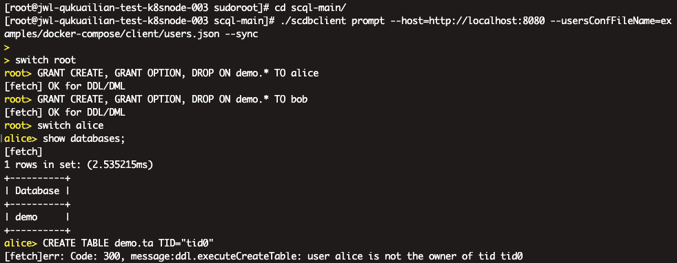 在做SCQL官方测试例子时，报USER ALICE IS NOT THE OWNER OF XXX · Issue #39 · secretflow/scql · GitHub