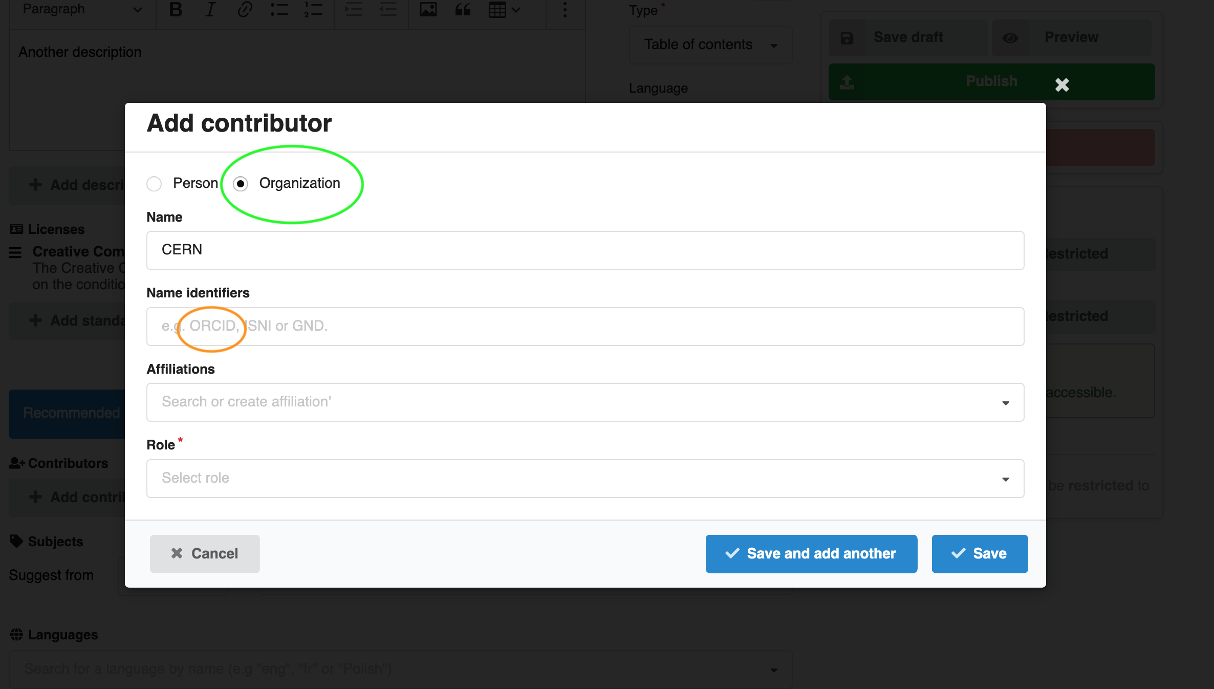 deposit: Organization creators/contributors identifier type · Issue #1005 · inveniosoftware ...
