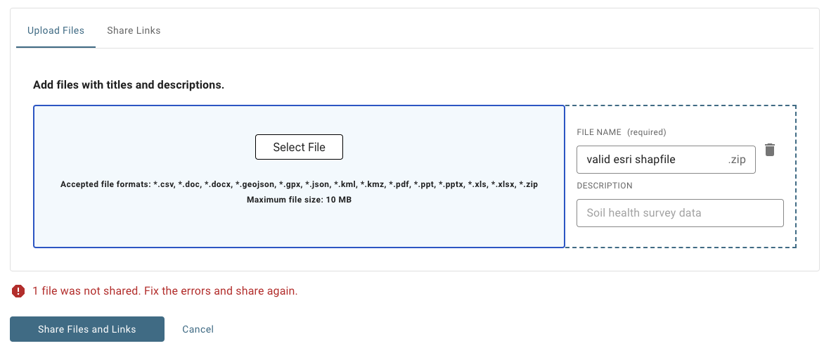 Allow upload of map files to Shared Files & Links module · Issue #630 · techmatters/terraso-web ...