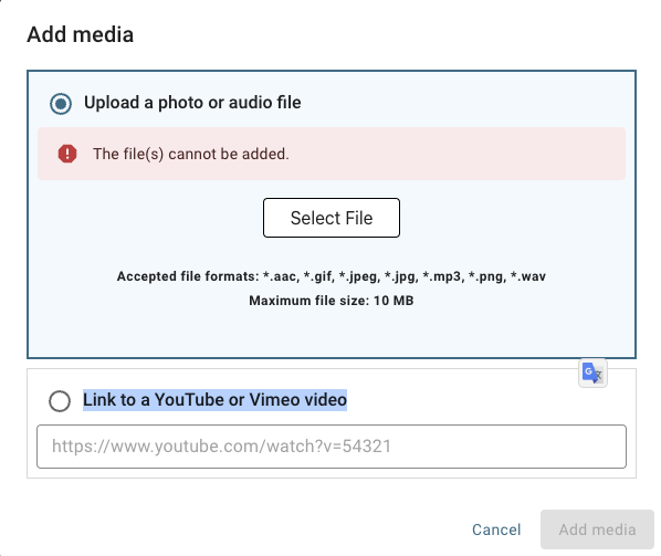Story Maps: provide user with instructions to upload a smaller file when large file is rejected ...