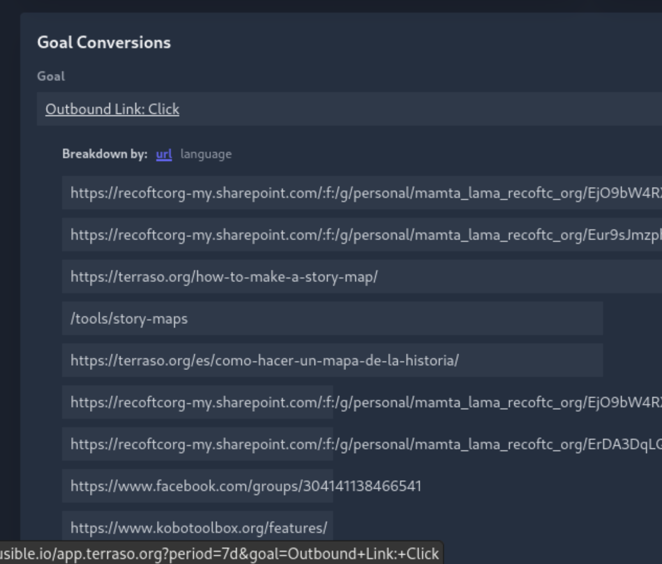Plausible tracking internal links as "outbound clicks · Issue #818 · techmatters/terraso-web ...
