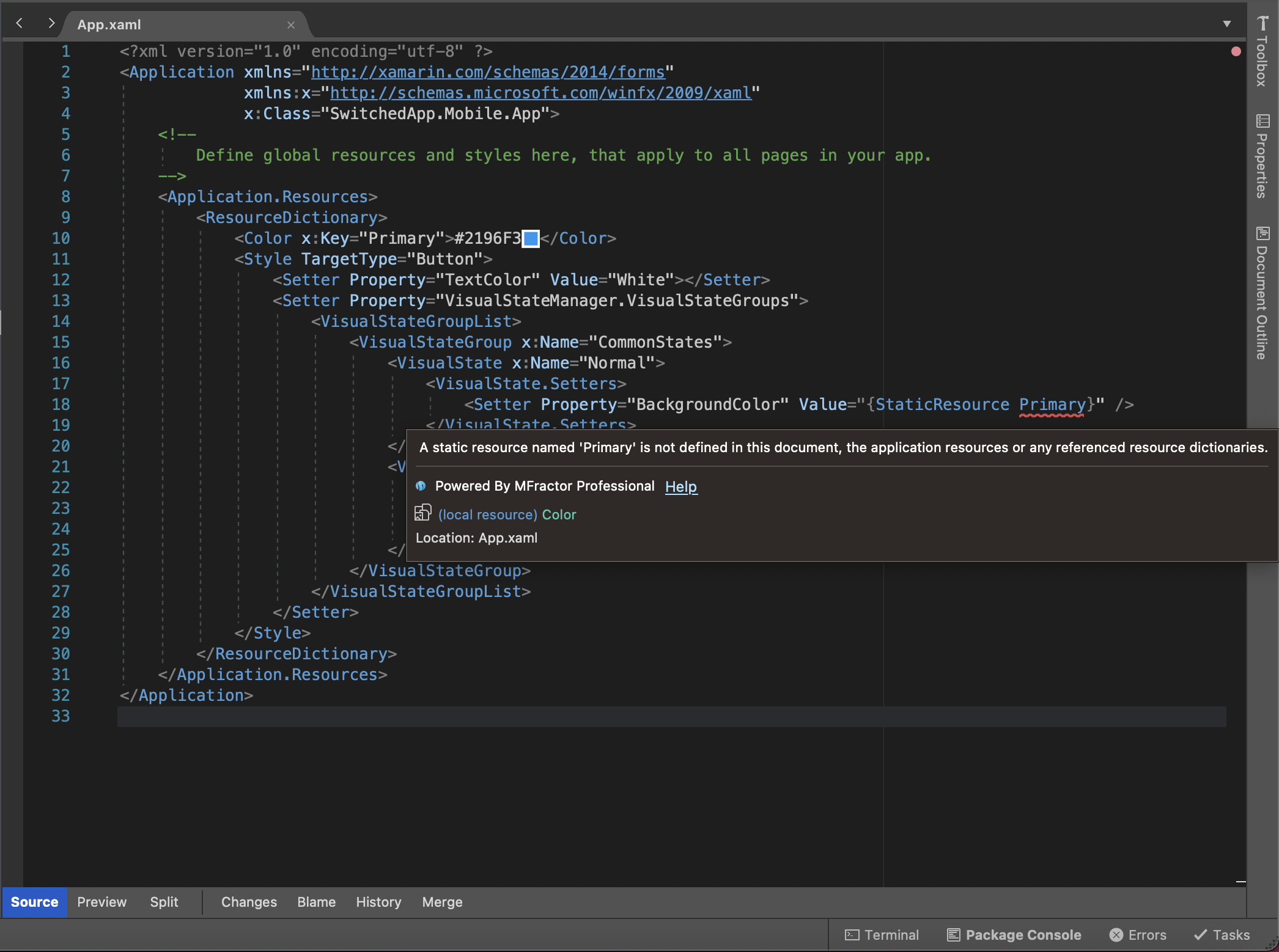 Static resource not recognised on a brand new scaffolded Xamarin Forms app · Issue #309 ...