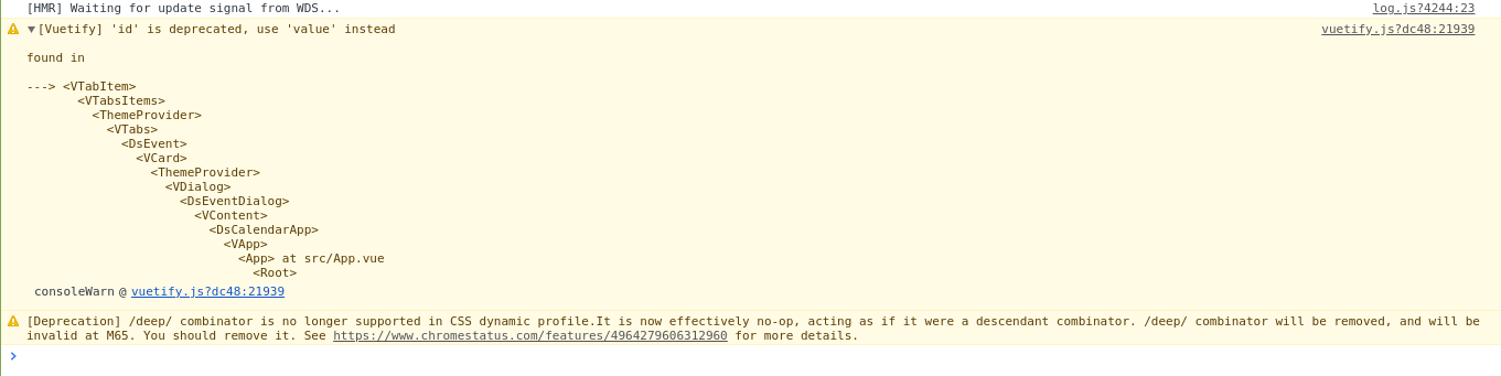 [Vuetify] 'id' is deprecated, use 'value' instead · Issue #111 · ClickerMonkey/dayspan-vuetify ...