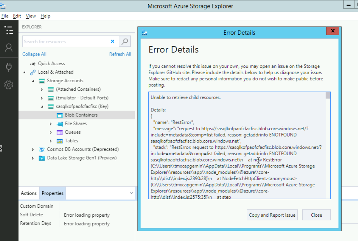 Unable to retrieve child resources. · Issue #6914 · microsoft/AzureStorageExplorer · GitHub