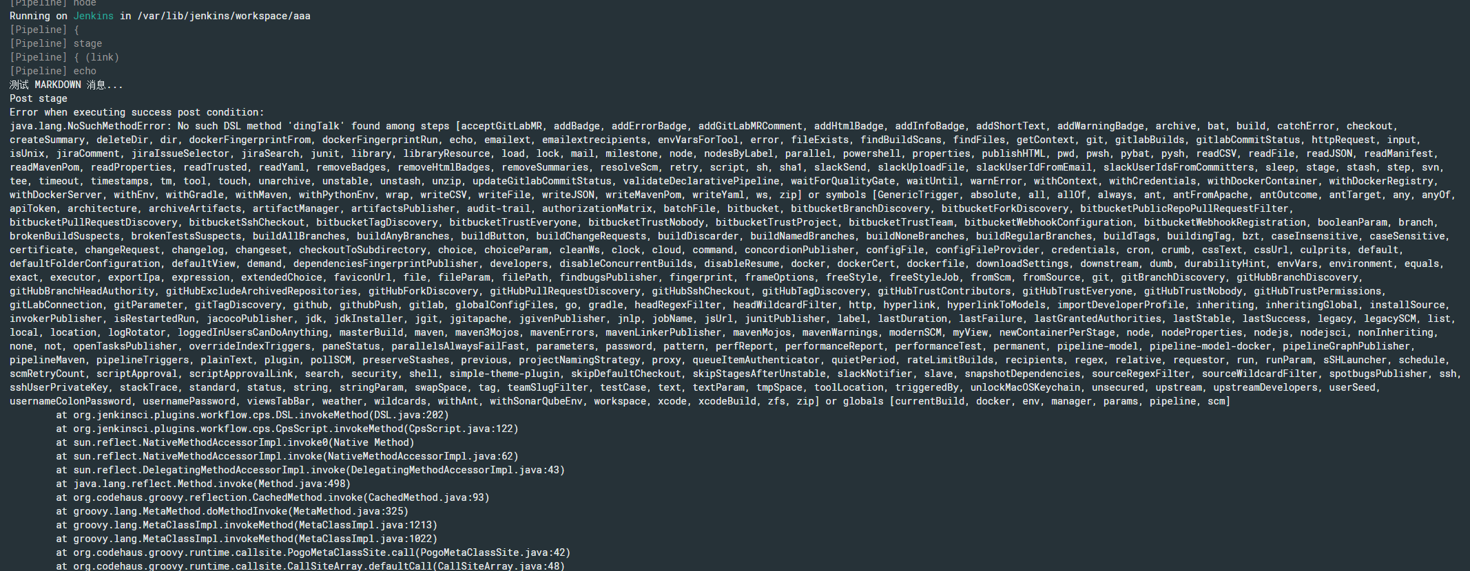 Pipeline 不支持 提示 No Such Dsl Method Dingtalk Found Among Steps · Issue 34 · Jenkinscidingtalk