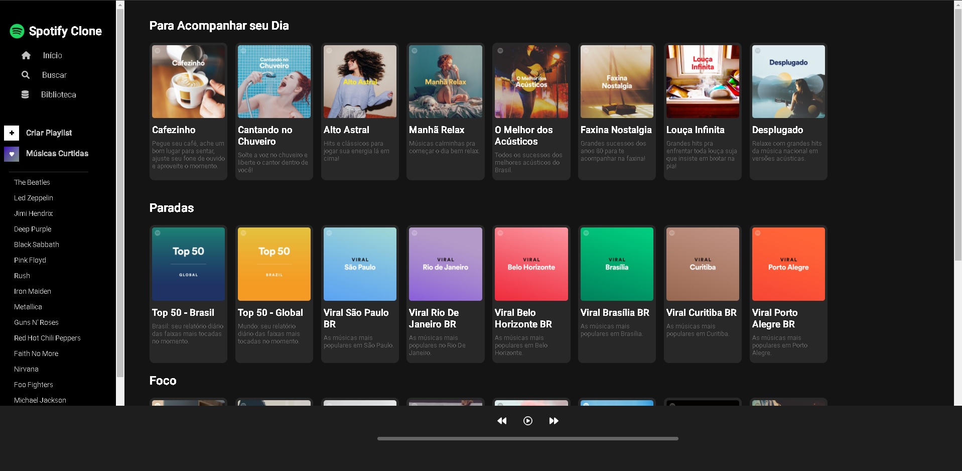 GitHub - lucasramos95/Spotify-Clone: Player de música, com algumas ...