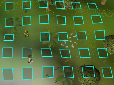 Show a grid of all runnable tiles (highlight every 2 tiles from the ...