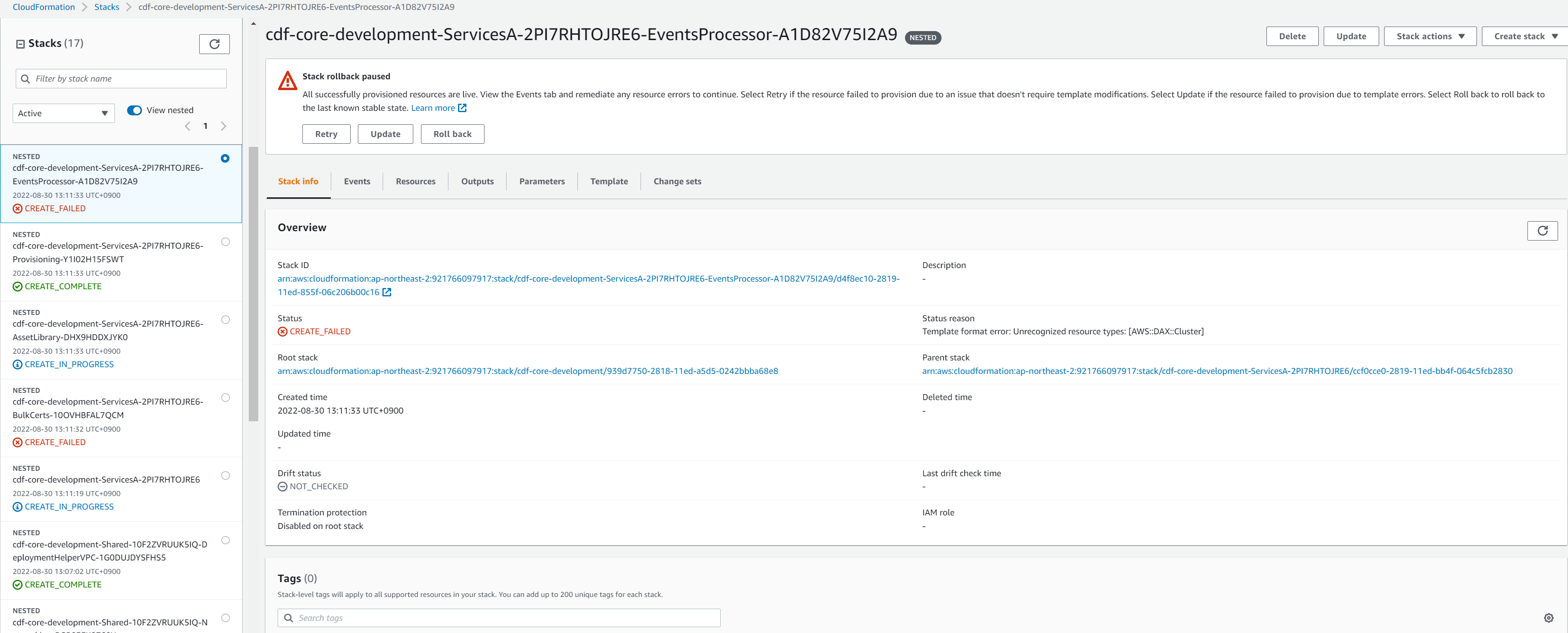 Create failed cdf-core-development-servicesA · Issue #2 · aws-solutions/aws-connected-mobility ...