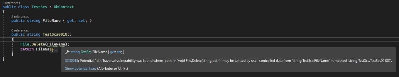False Positive Scs0018 With Dbcontext Inheritance · Issue 250 · Security Code Scan Security