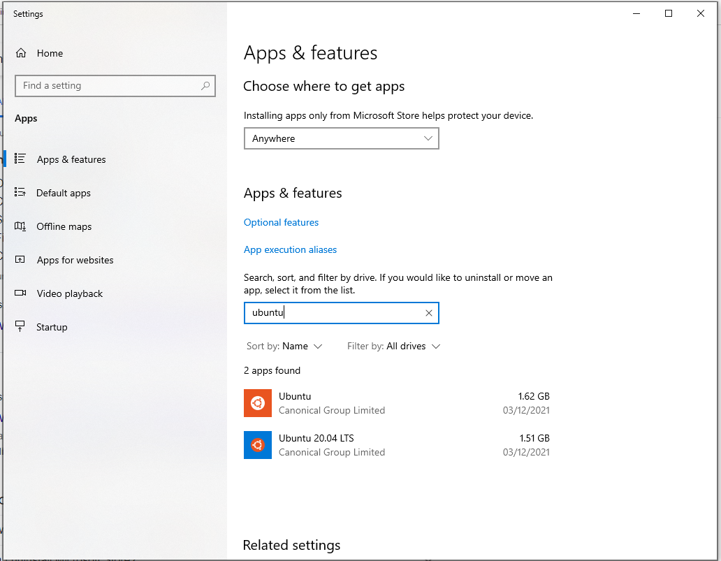 I installed Ubuntu 20.04 from the store then ran wsl --install -d Ubuntu - would it have ...
