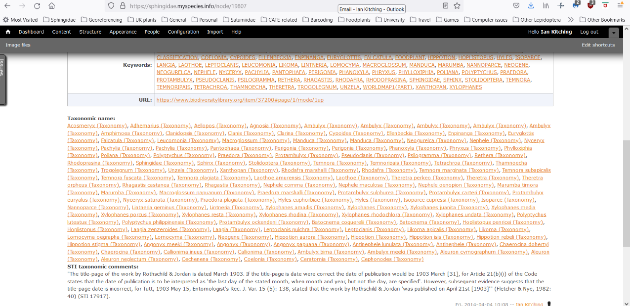Error in editing a Bibliography element - sphingidae.myspecies.info/node/16939 - Ian Kitching ...