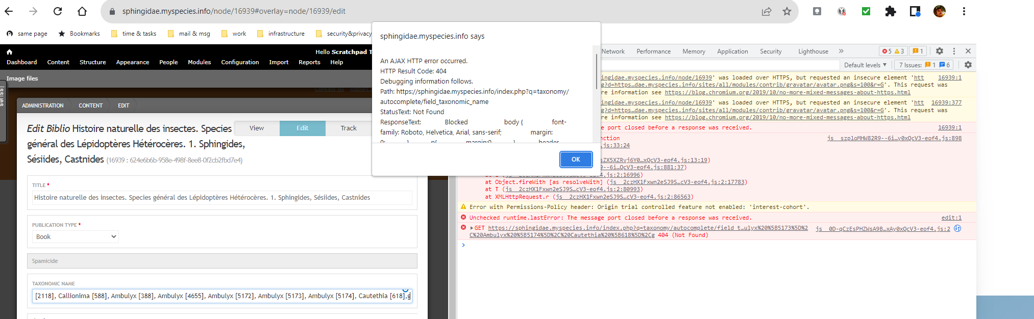 Error in editing a Bibliography element - sphingidae.myspecies.info ...