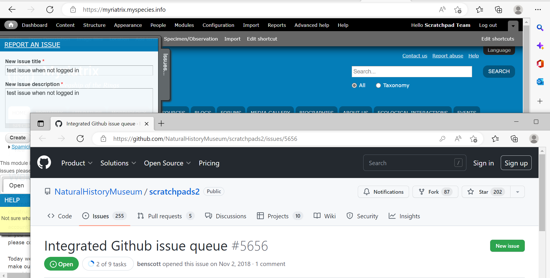 Integrated Github issue queue · Issue #15 · NaturalHistoryMuseum/scratchpads-evolution · GitHub