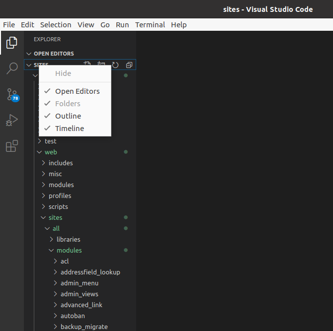 Make right-click Find In Folder work for "root" / workspace folder ...