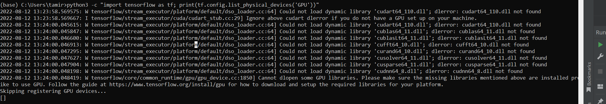 Could not load dynamic library 'cudart64_110.dll'; dlerror: cudart64_110.dll not found · Issue ...