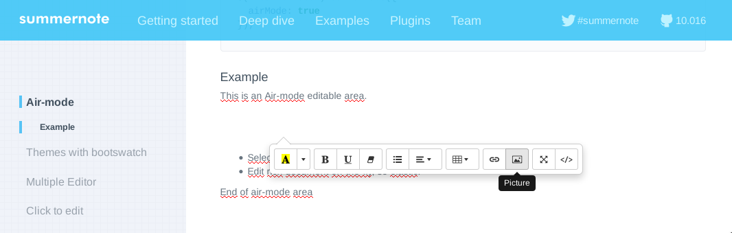Images are not added in Air-Mode · Issue #3976 · summernote/summernote · GitHub