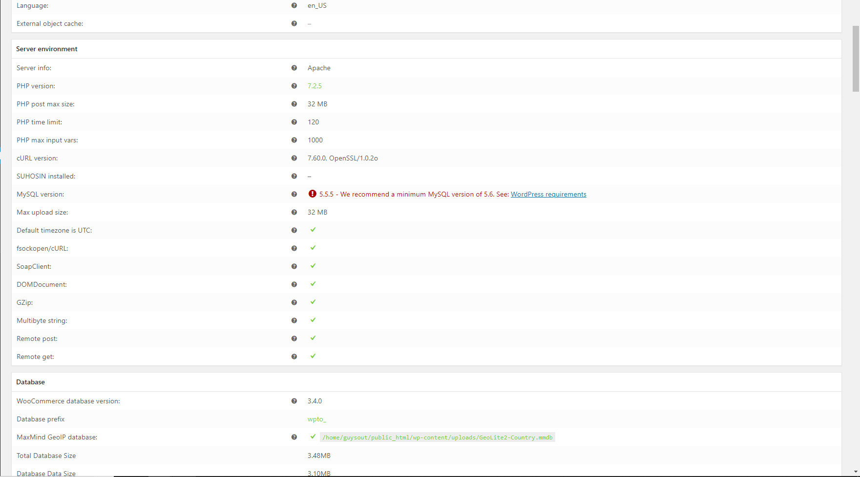 Incorrect Notice Mysql Version 555 In System Status Page · Issue 20227 · Woocommerce