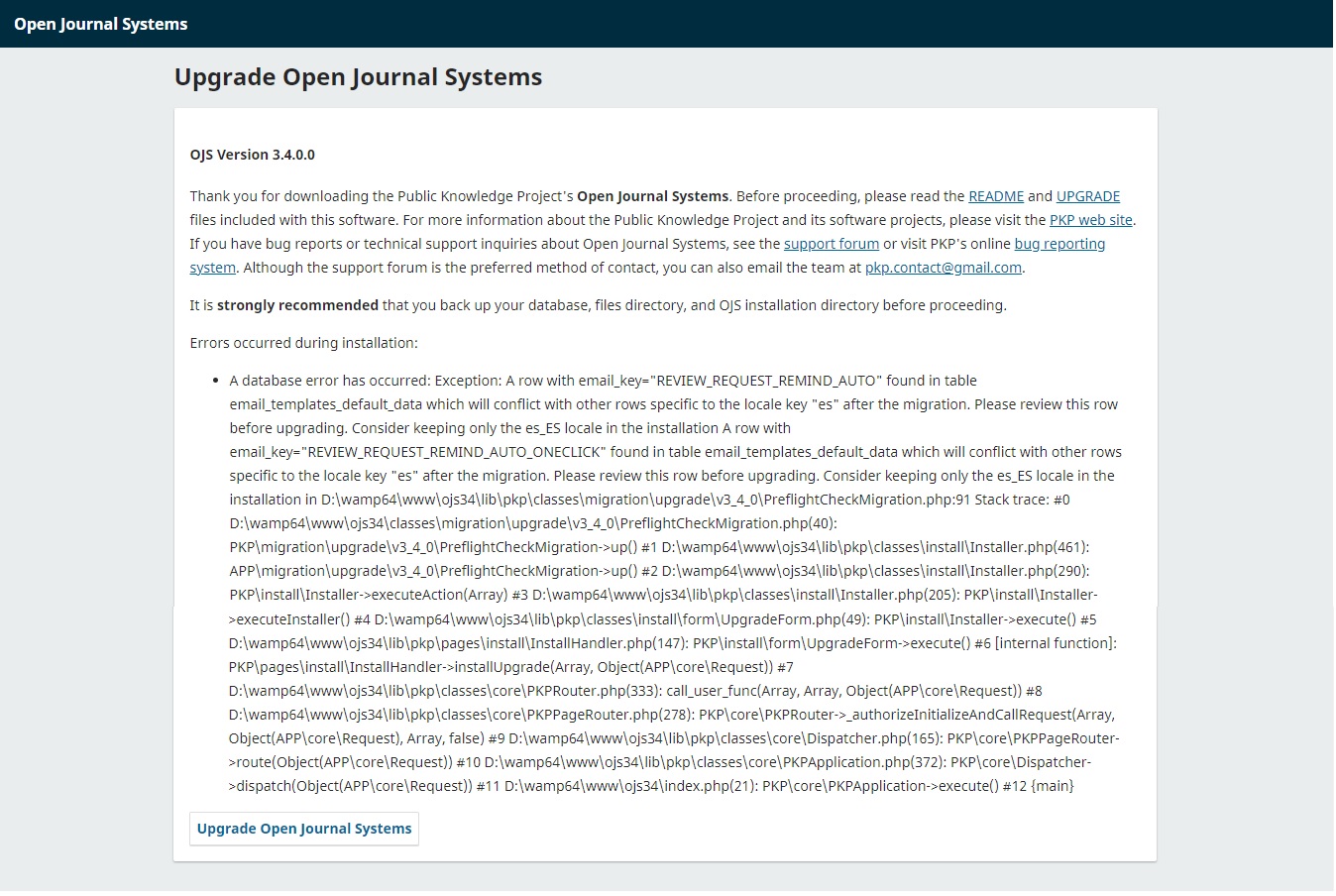 Errors while upgrading from OJS-3.3.0-14 to OJS-3.4.0rc2 · Issue #8929 · pkp/pkp-lib · GitHub