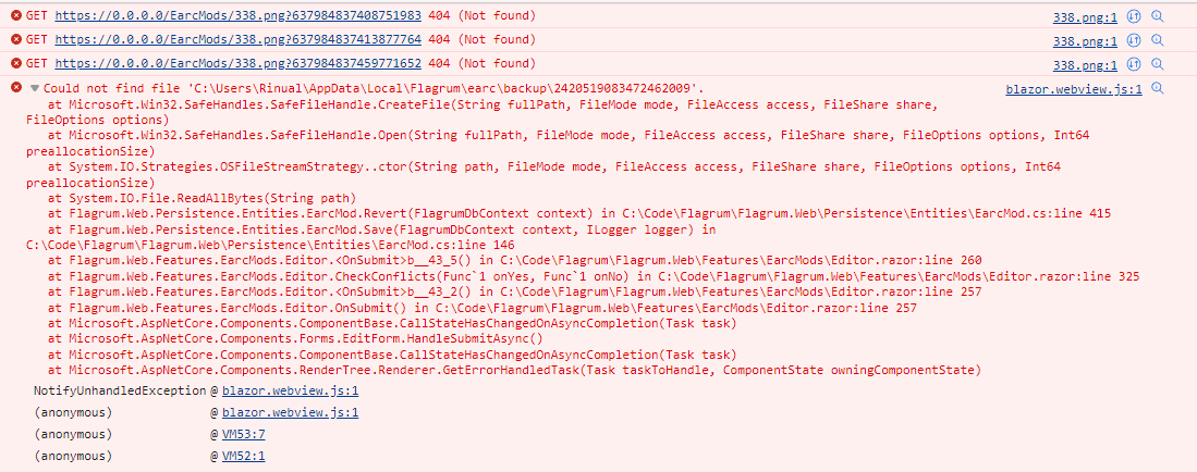 Flagrum Fails To Find Current Earc Preview Resulting In Crash And Missing Backup · Issue 16