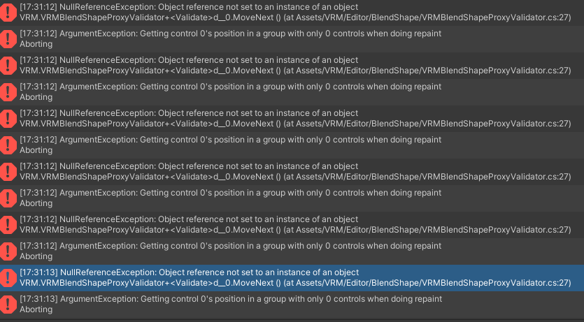 NullReferenceException in BlendShapeProxyValidator · Issue #1709 · vrm-c/UniVRM · GitHub