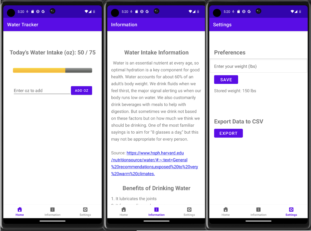GitHub - JacobKerames/water-intake-tracker: Android application designed to help users monitor ...