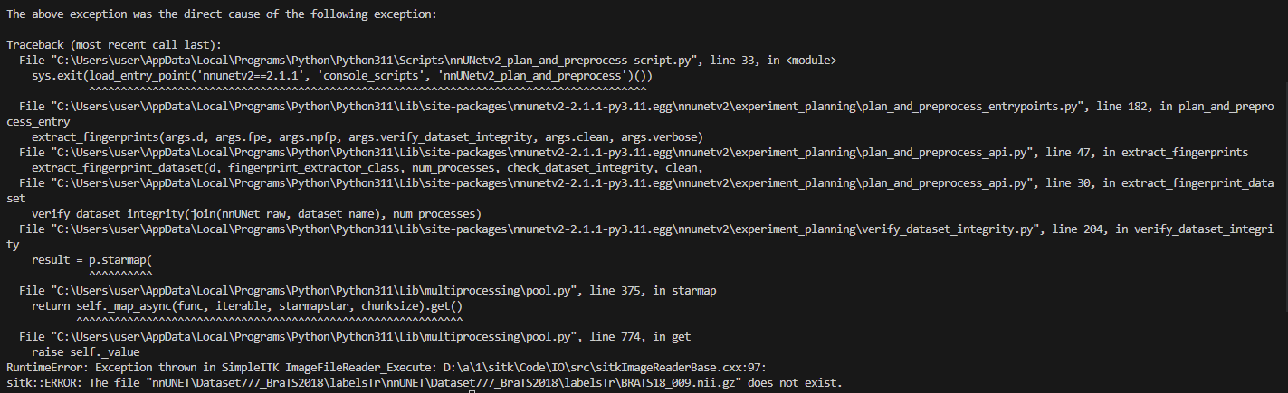 nnUNetv2_plan_and_preprocess error · Issue #1623 · MIC-DKFZ/nnUNet · GitHub
