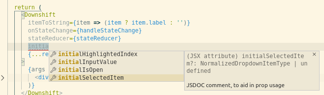 Jsdoc Comments In Typings To Enhance Usability Of Props · Issue 1057 · Downshift Js Downshift