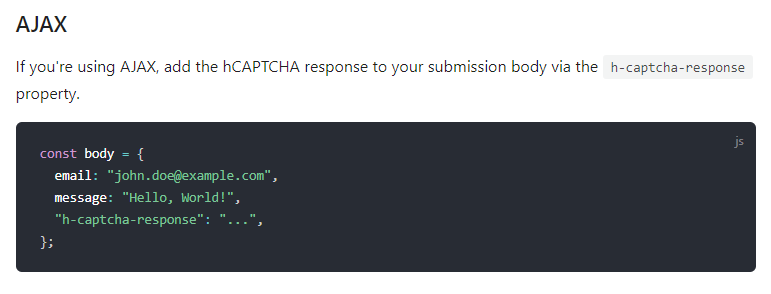 hCaptcha AJAX example is missing · Issue #89 · formspark/documentation · GitHub