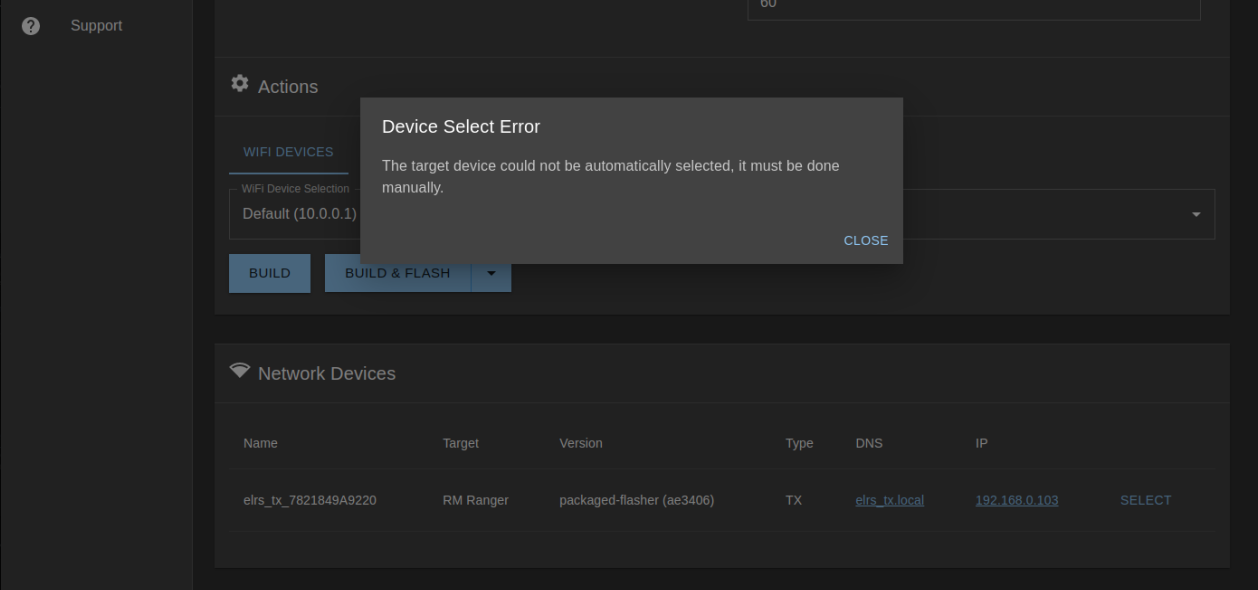 "Device Select Error" when try to select a device · Issue #493 · ExpressLRS/ExpressLRS ...