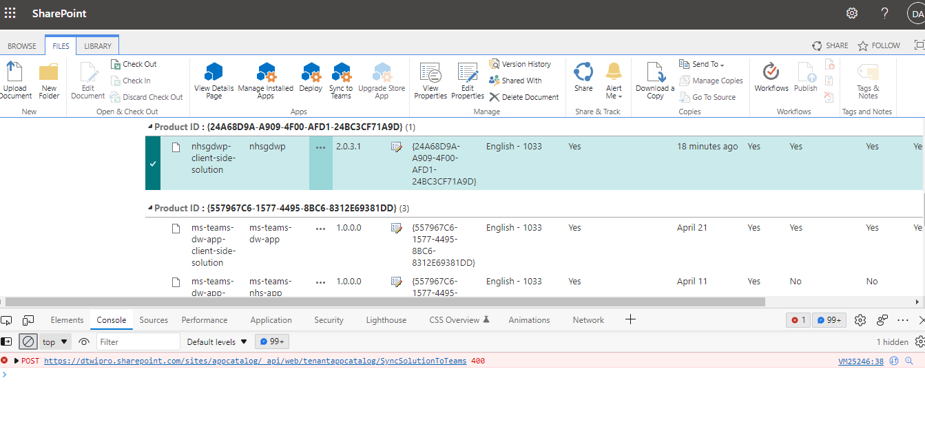 Unable to the load the Custom Application (.sppkg file) on SharePoint Pages and Microsoft Teams ...