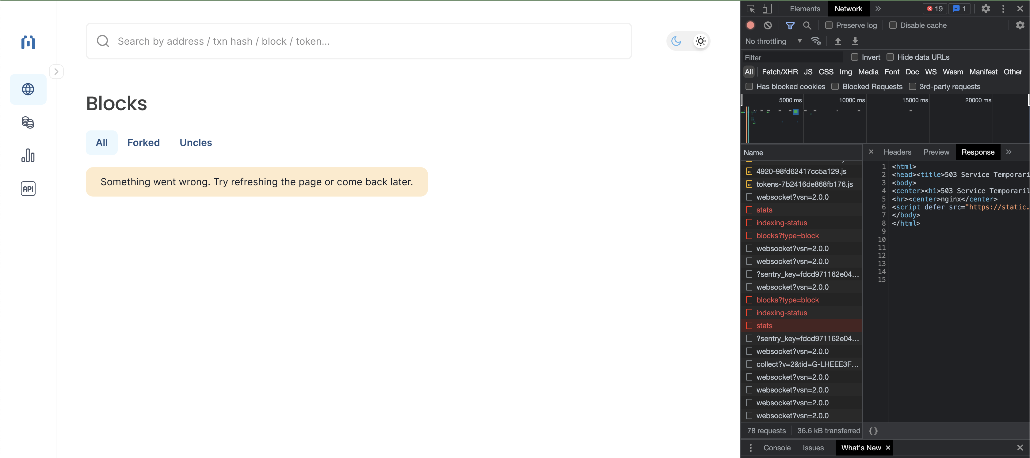 Inconsistent Blockscout User Experience While Indexing 503 · Issue 7528 · Blockscout