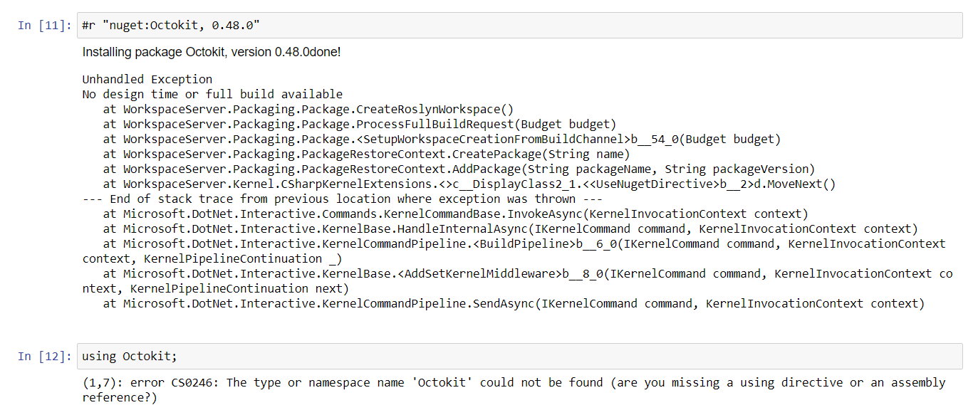 Adding reference to NuGet package fails with Exception · Issue #709 · dotnet/interactive · GitHub