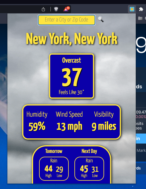 GitHub - helloWerld/CurrentWeather: A chrome extension that shows current weather and 2 day ...