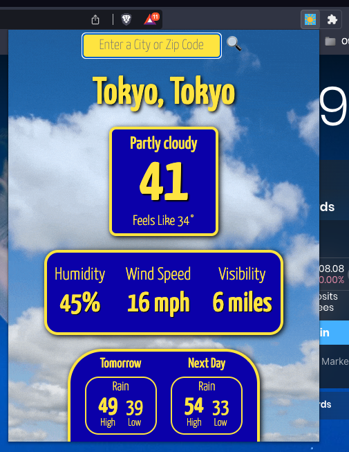 GitHub - helloWerld/CurrentWeather: A chrome extension that shows current weather and 2 day ...