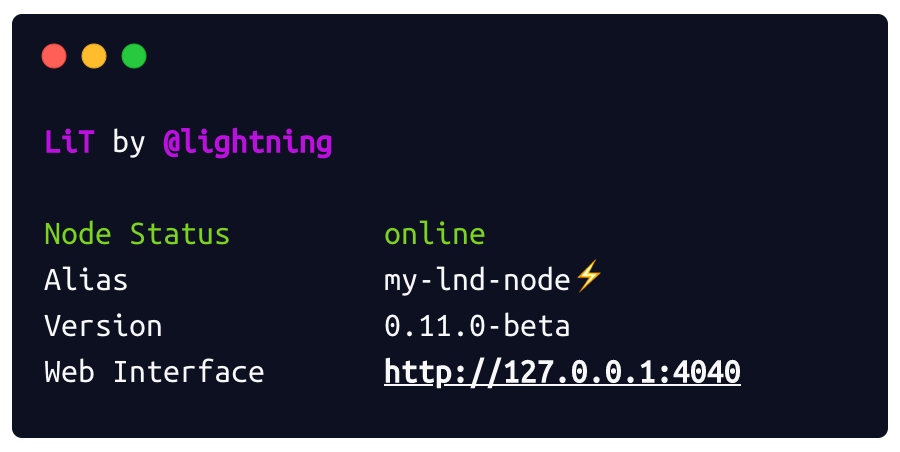 Display useful information after running litd · Issue #120 · lightninglabs/lightning-terminal ...