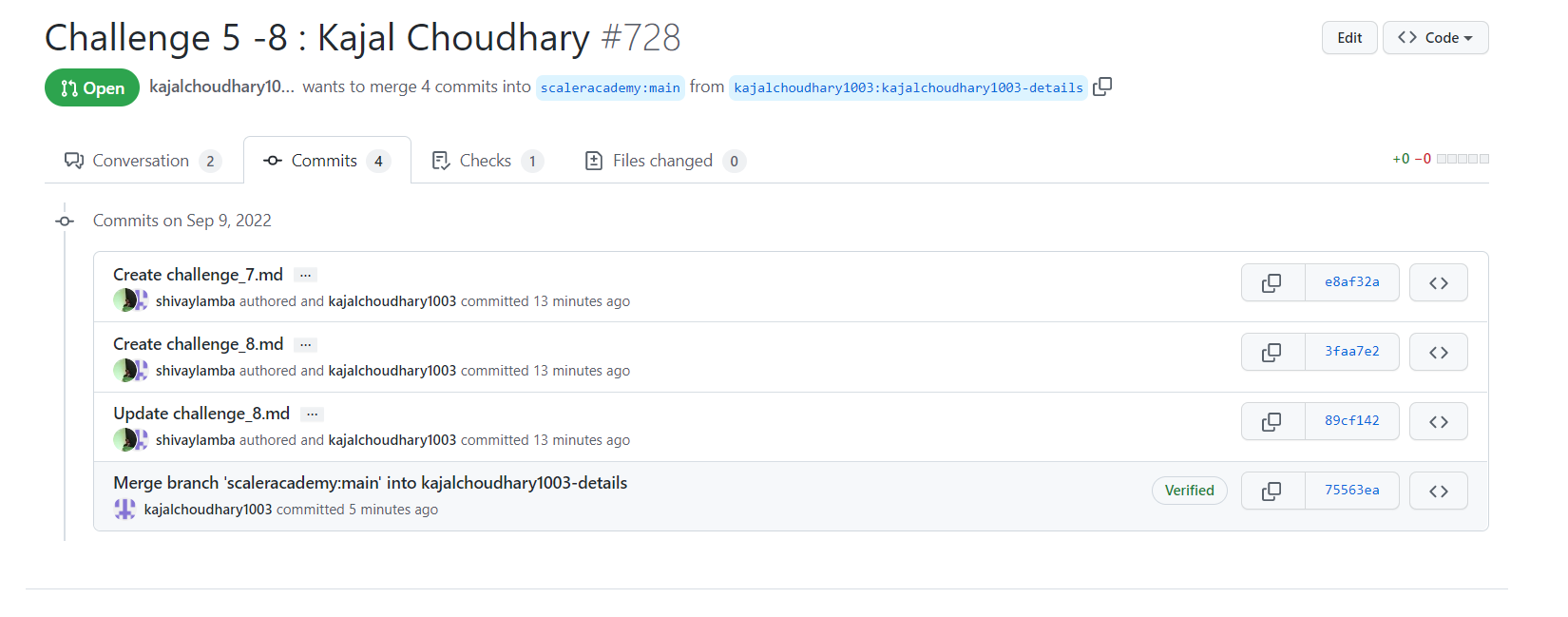 Challenge 1-4 & 9 -14,16-18,20,21,23-30 : Kajal Choudhary · Issue #340 · scaleracademy/scaler ...