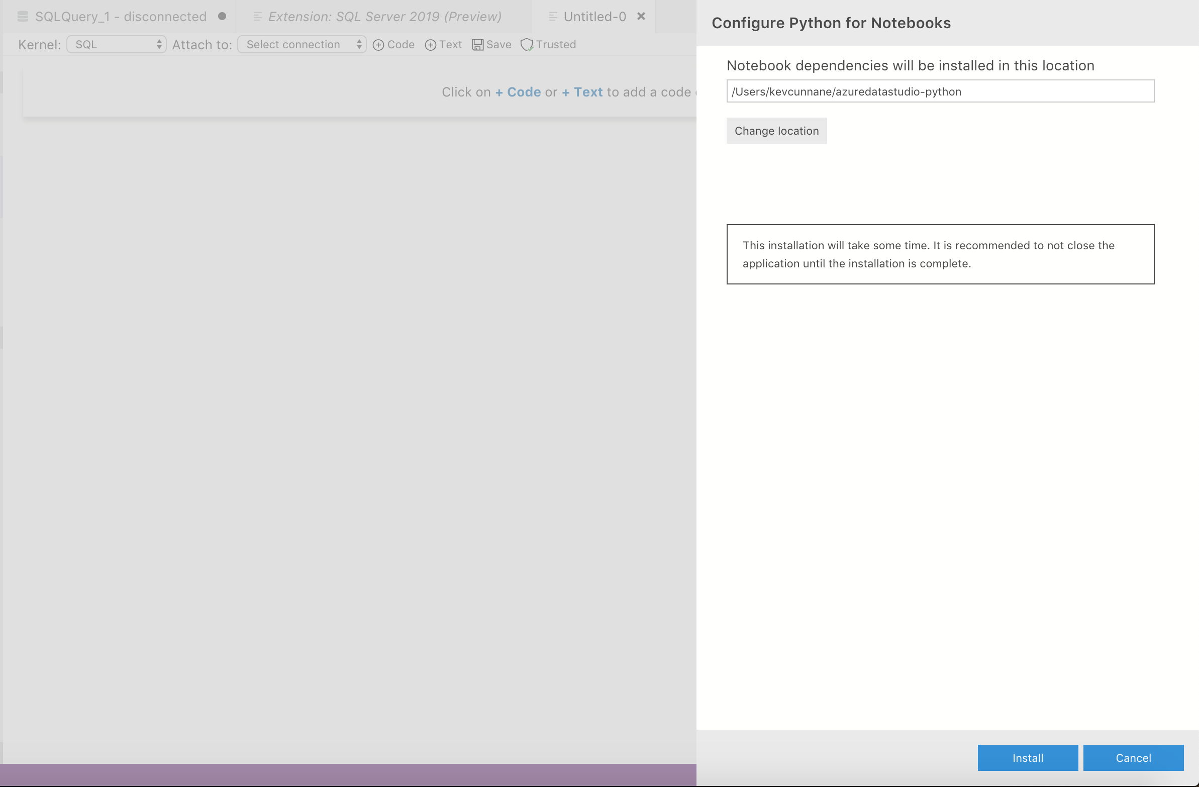 Notebook: prompted to install Python even if SQL is the active kernel · Issue #3922 · microsoft ...