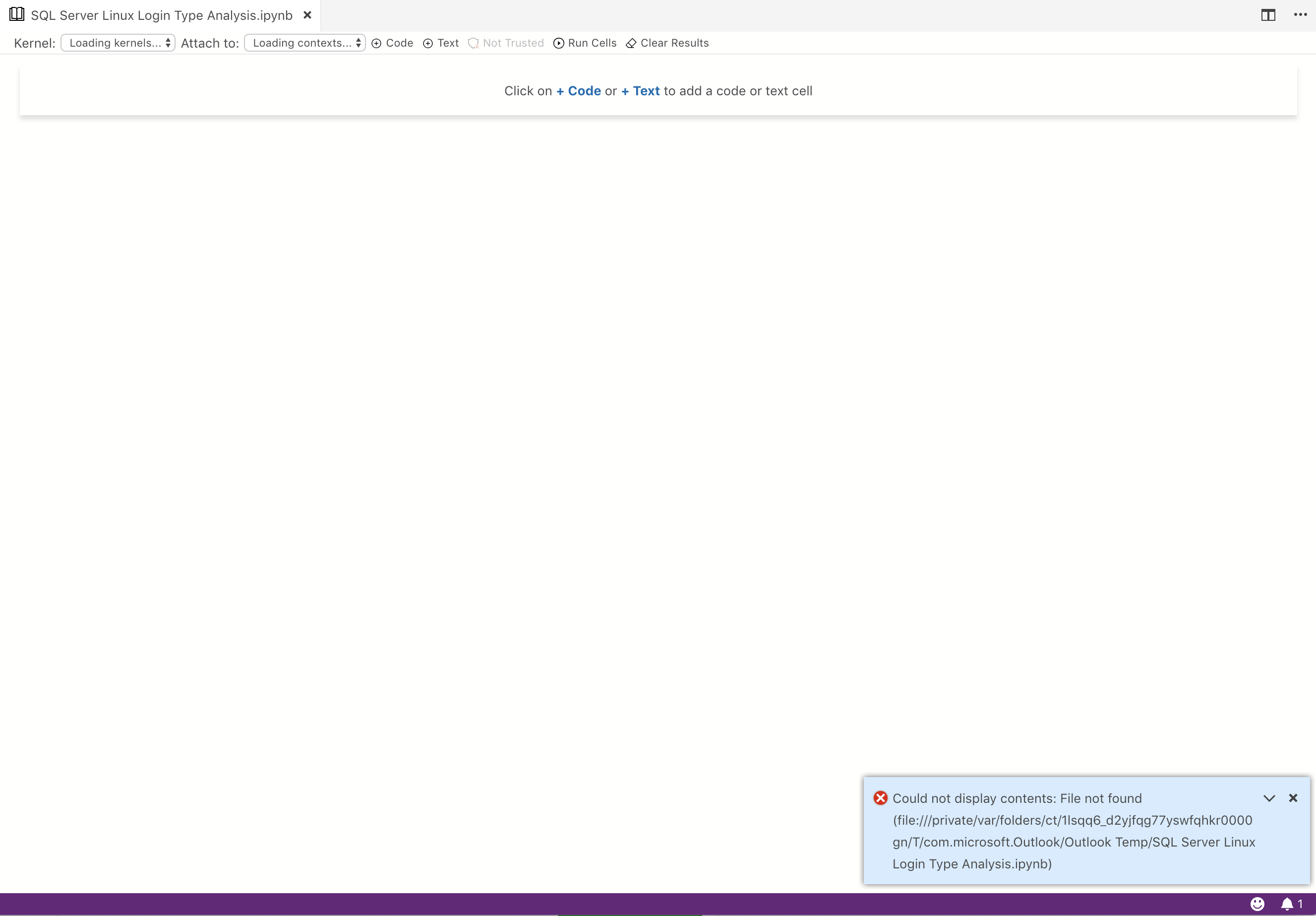 Notebook restoring file that no longer exists shouldn't show the notebook editor, or should show ...