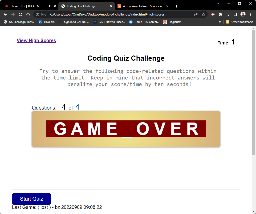 GitHub - bzoulko/module4_challenge: Build a code quiz game from scratch.