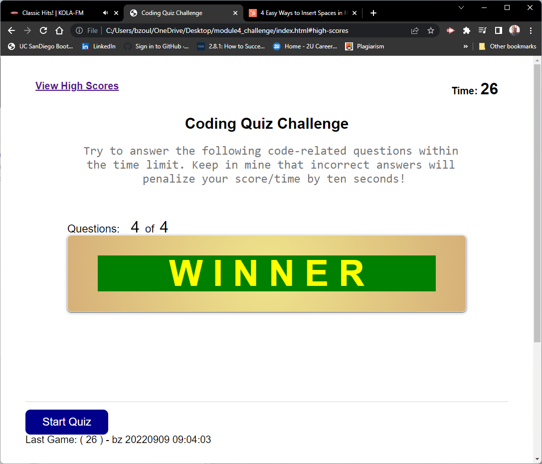 GitHub - bzoulko/module4_challenge: Build a code quiz game from scratch.