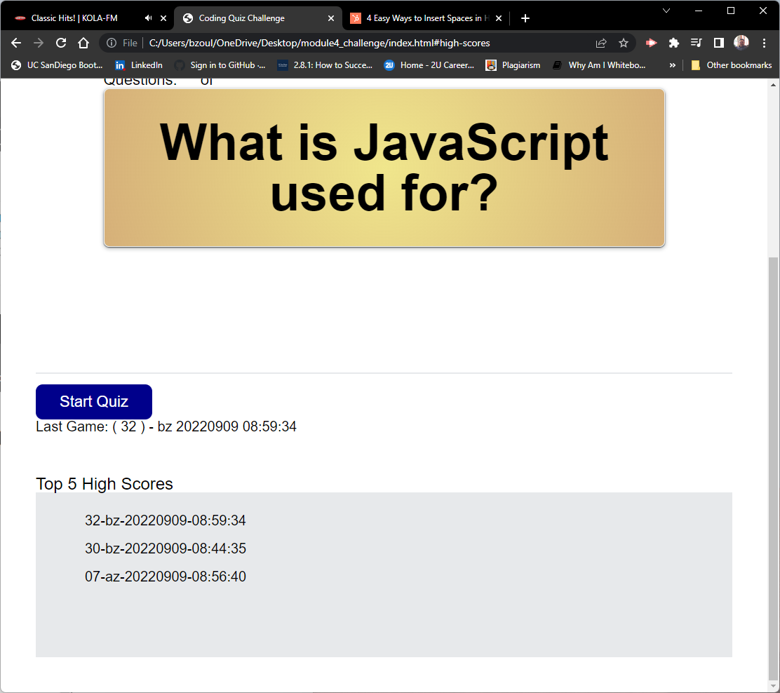 GitHub - bzoulko/module4_challenge: Build a code quiz game from scratch.