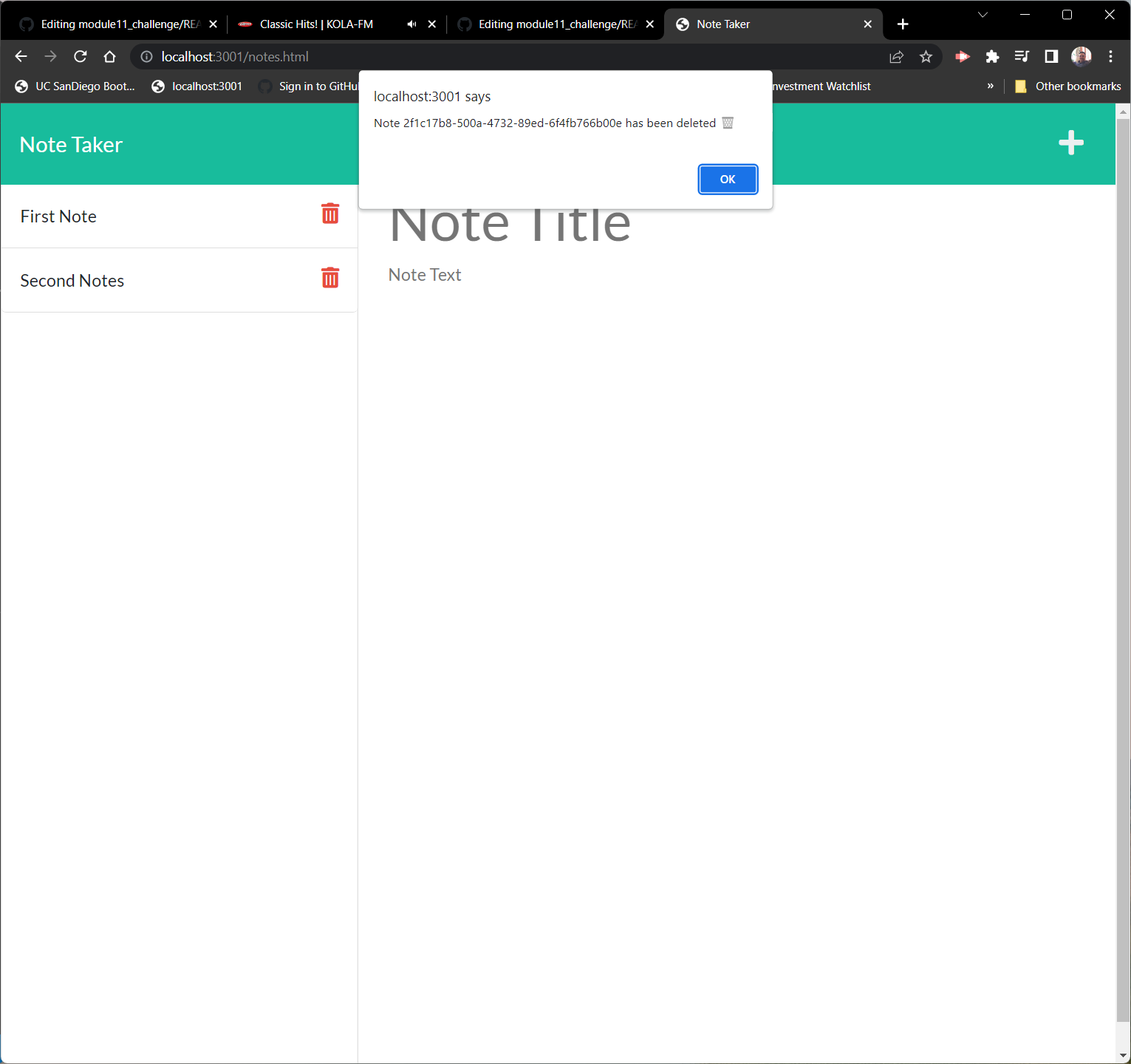 GitHub - bzoulko/module11_challenge: Building a Note Taker application using Express.js