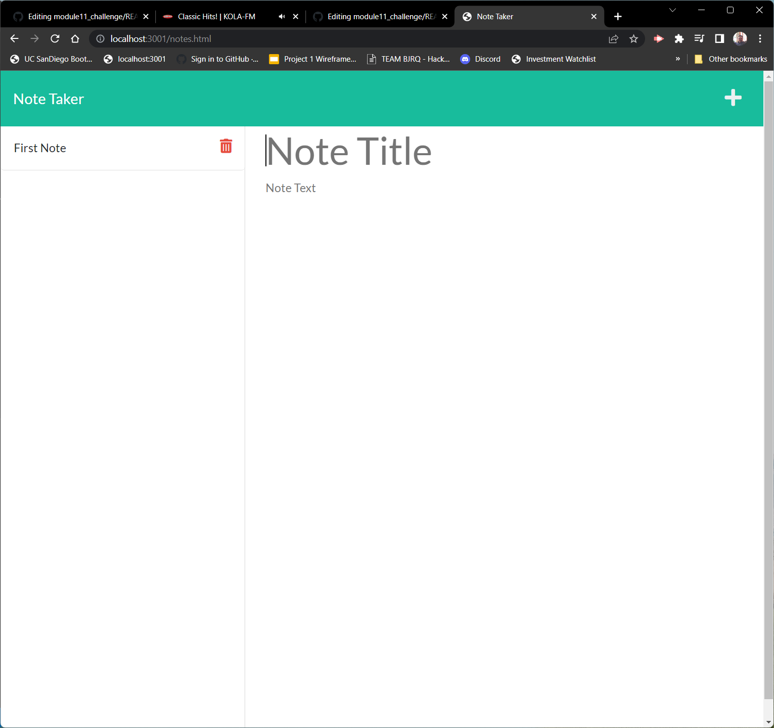 GitHub - bzoulko/module11_challenge: Building a Note Taker application using Express.js