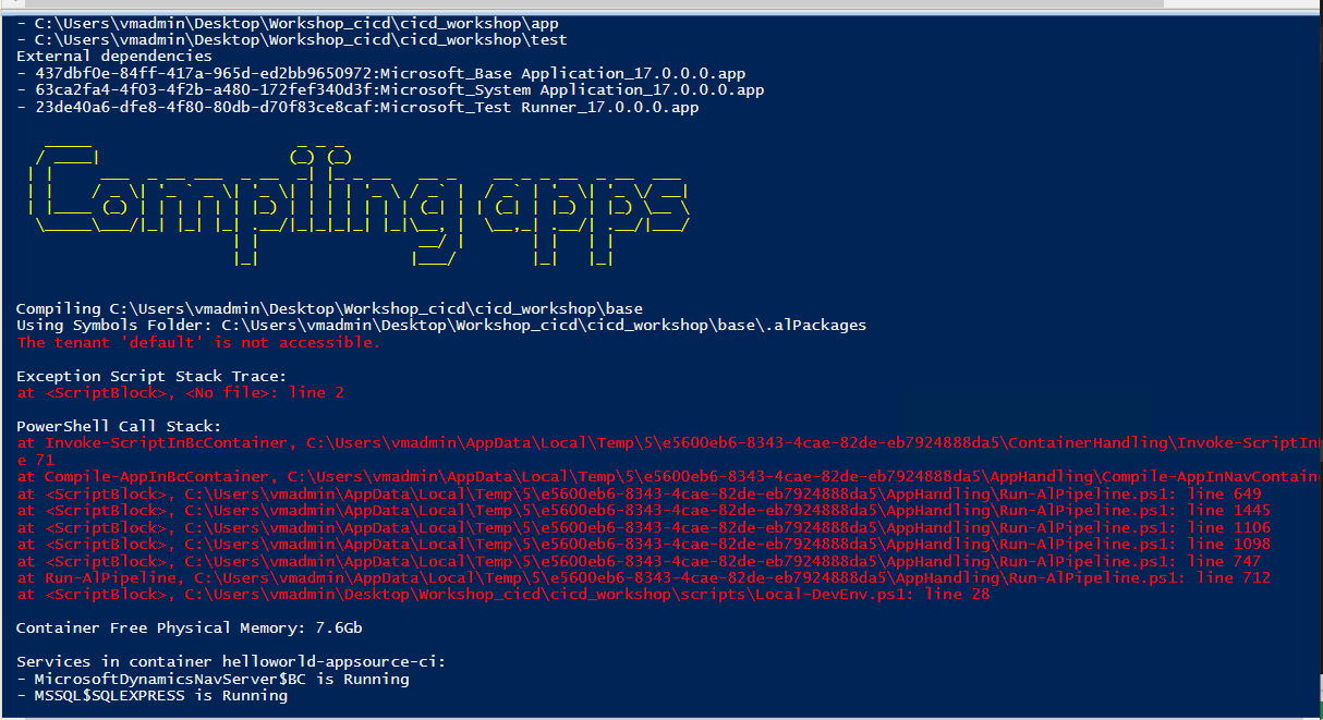 Run-AlPipeline: The tenant 'default' is not accessible. · Issue #2653 · microsoft ...