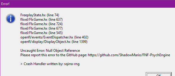 So Whenever I Open Freeplay I Get This Error Messasge · Issue #9283 ...